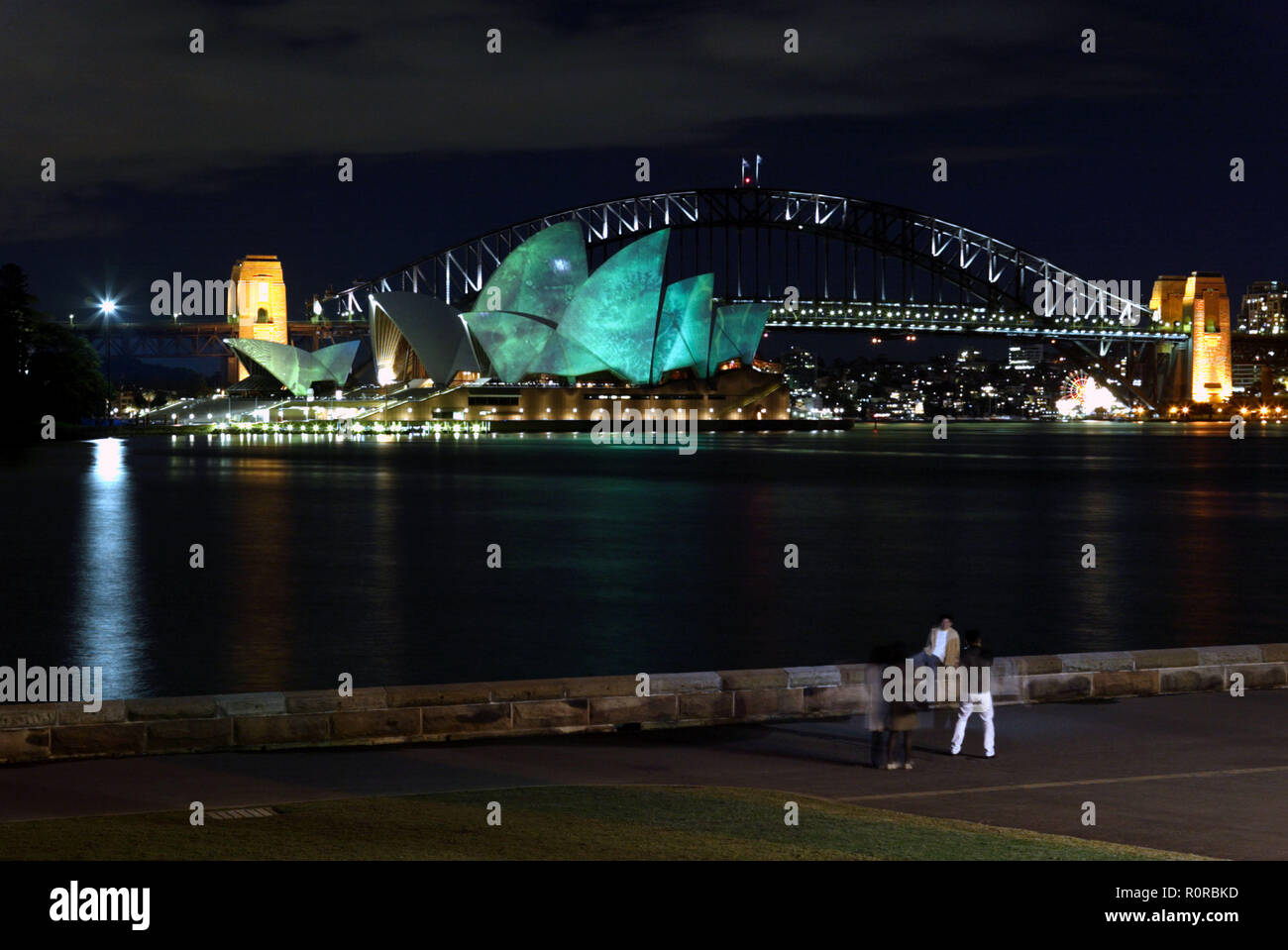 Art work by light from artist and musician Brian Eno is projected onto ...