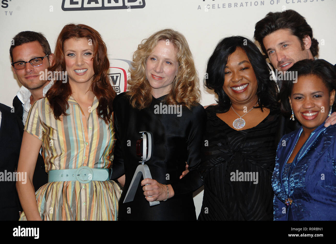 The cast of GREY ANATOMY backstage at the TV LAND Awards at the Barker ...