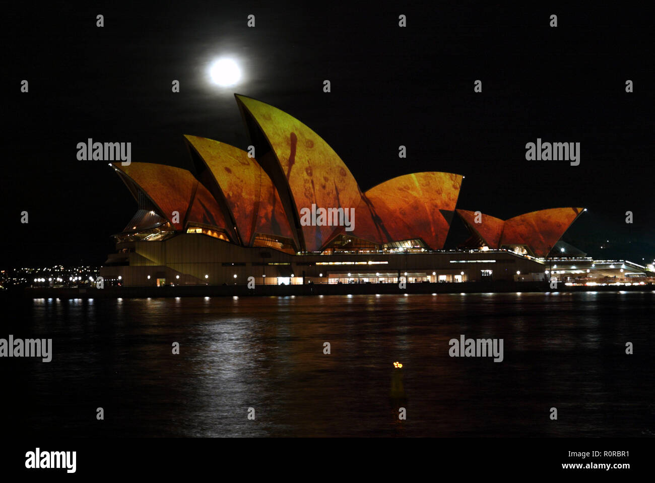 Art work by light from artist and musician Brian Eno is projected onto ...