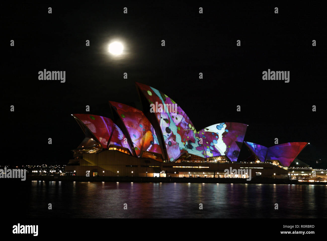 Art work by light from artist and musician Brian Eno is projected onto ...