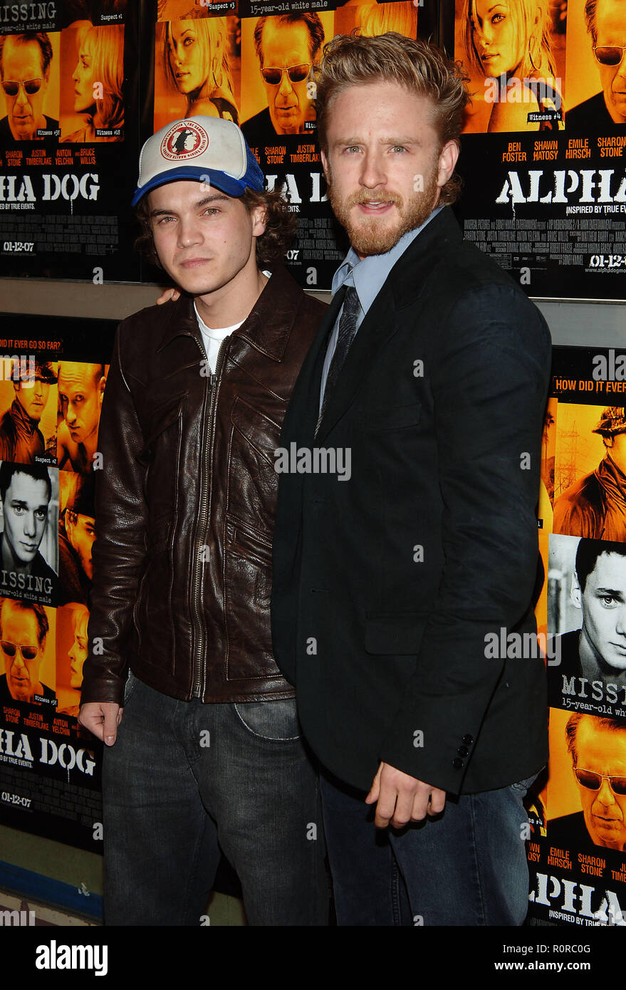 Emile Hirsh and Ben Foster arriving at the ALPHA DOG Premiere at the ...