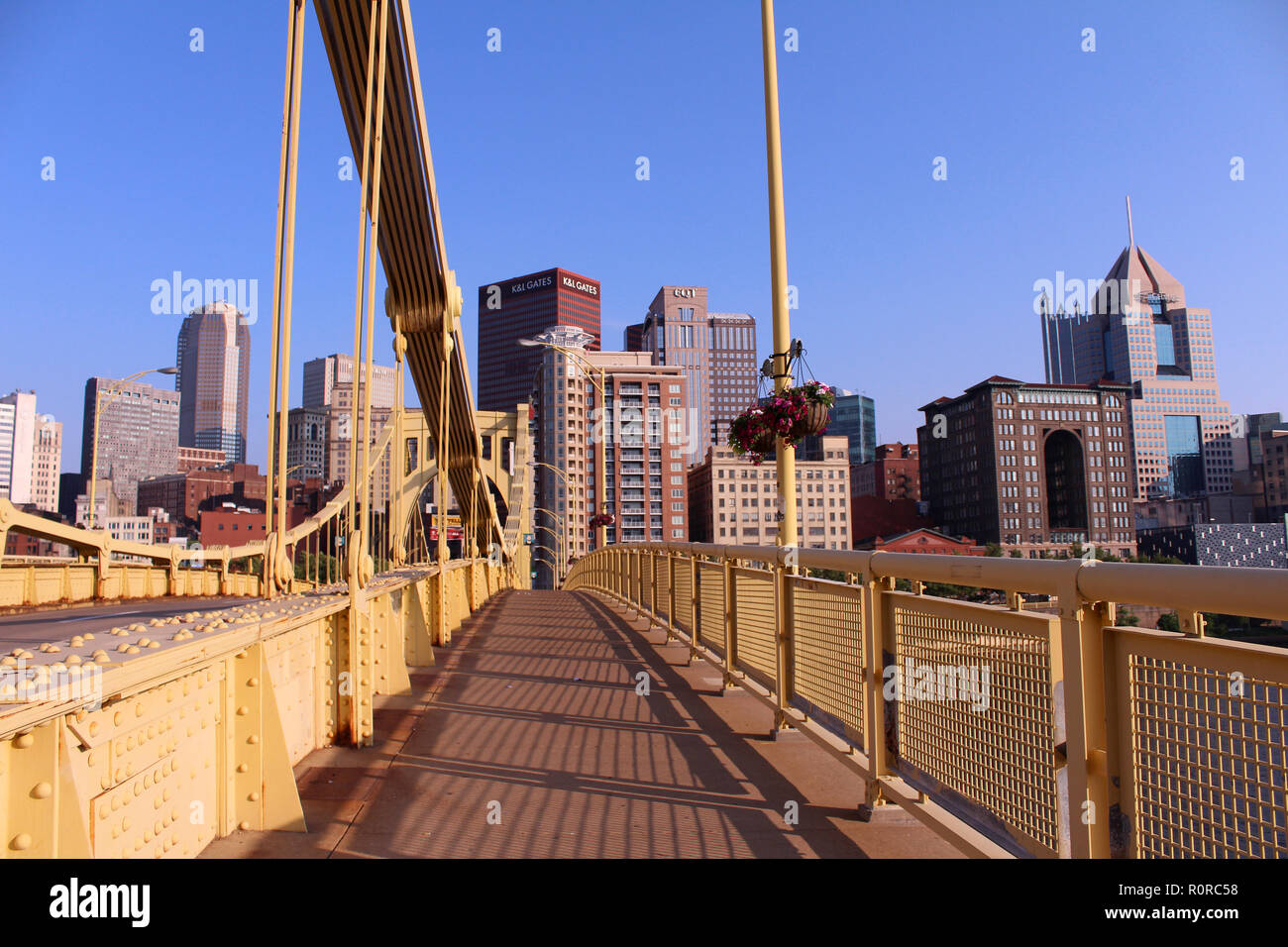 Downtown skyline as viewed from the Andy Warhol (Seventh Street) Bridge ...