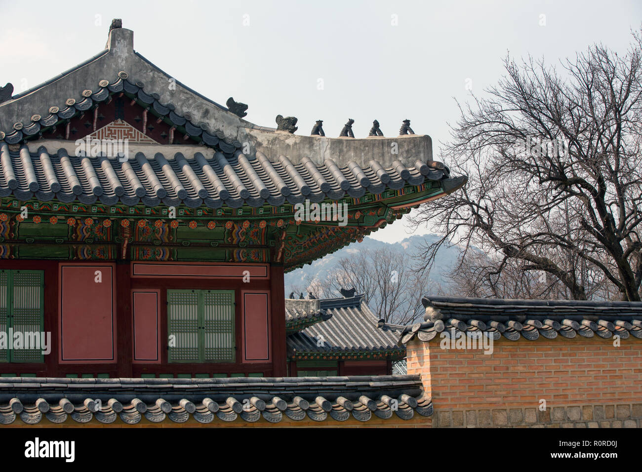Gyeongbokgung palace architecture in South Korea Stock Photo - Alamy
