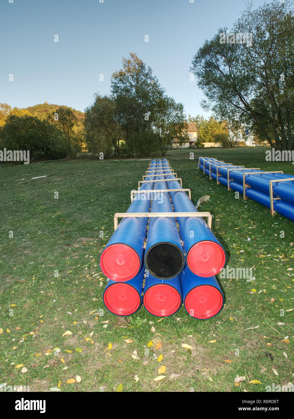 Thick wall pipe tube. HDPE potable storage pipe, HDPE pipeline. Long ...