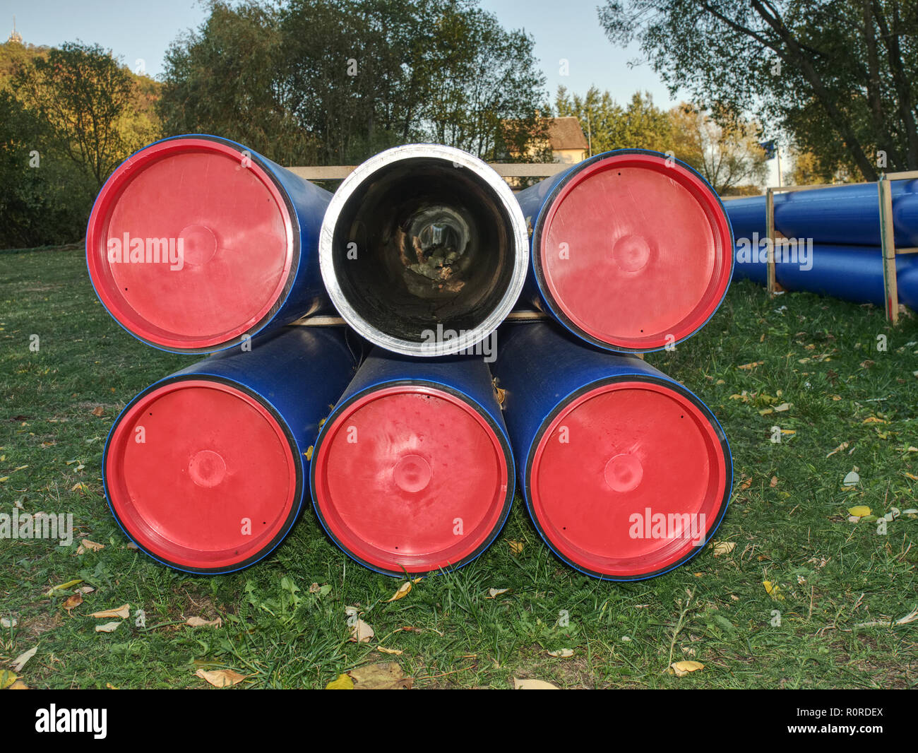 Thick wall pipe tube. HDPE potable storage pipe, HDPE pipeline. Long ...