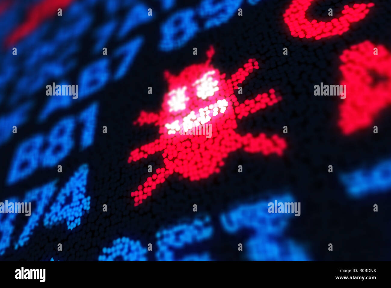 Computer worm and cyber attack concept illustration with virus symbol ...