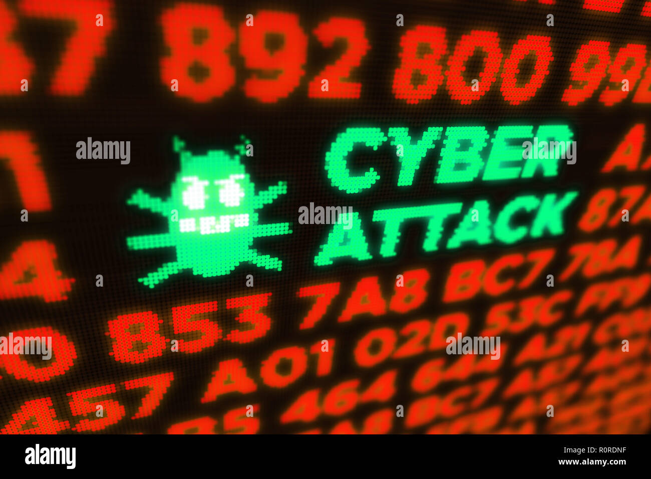 Computer worm and cyber attack concept illustration with virus symbol ...