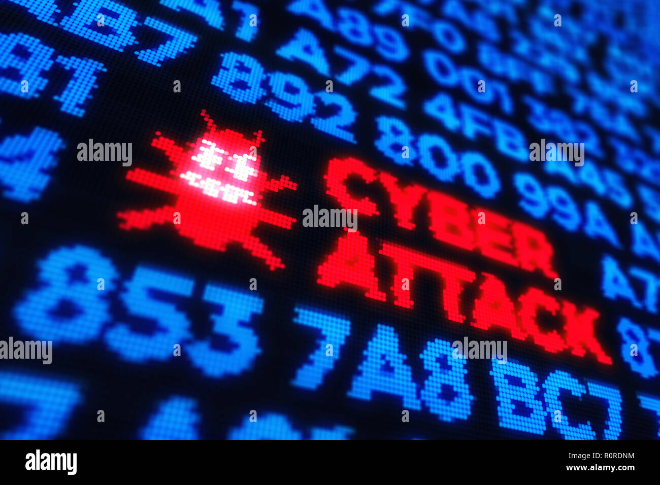 Computer worm and cyber attack concept illustration with virus symbol ...