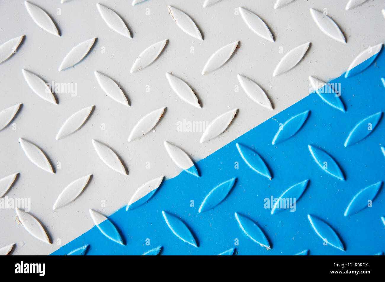 Painted white and blue Metal checkered steel plates background ...