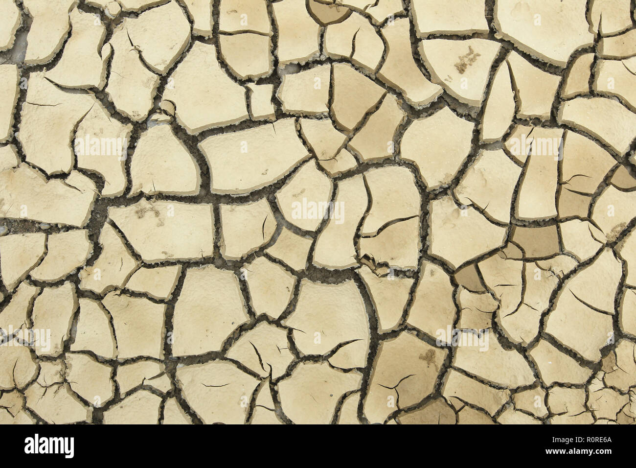 Clay soil burst open due to prolonged dryness, background image ...