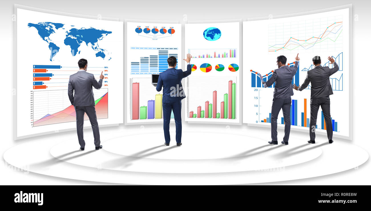 Businessman in business visualization and infographics concept Stock ...