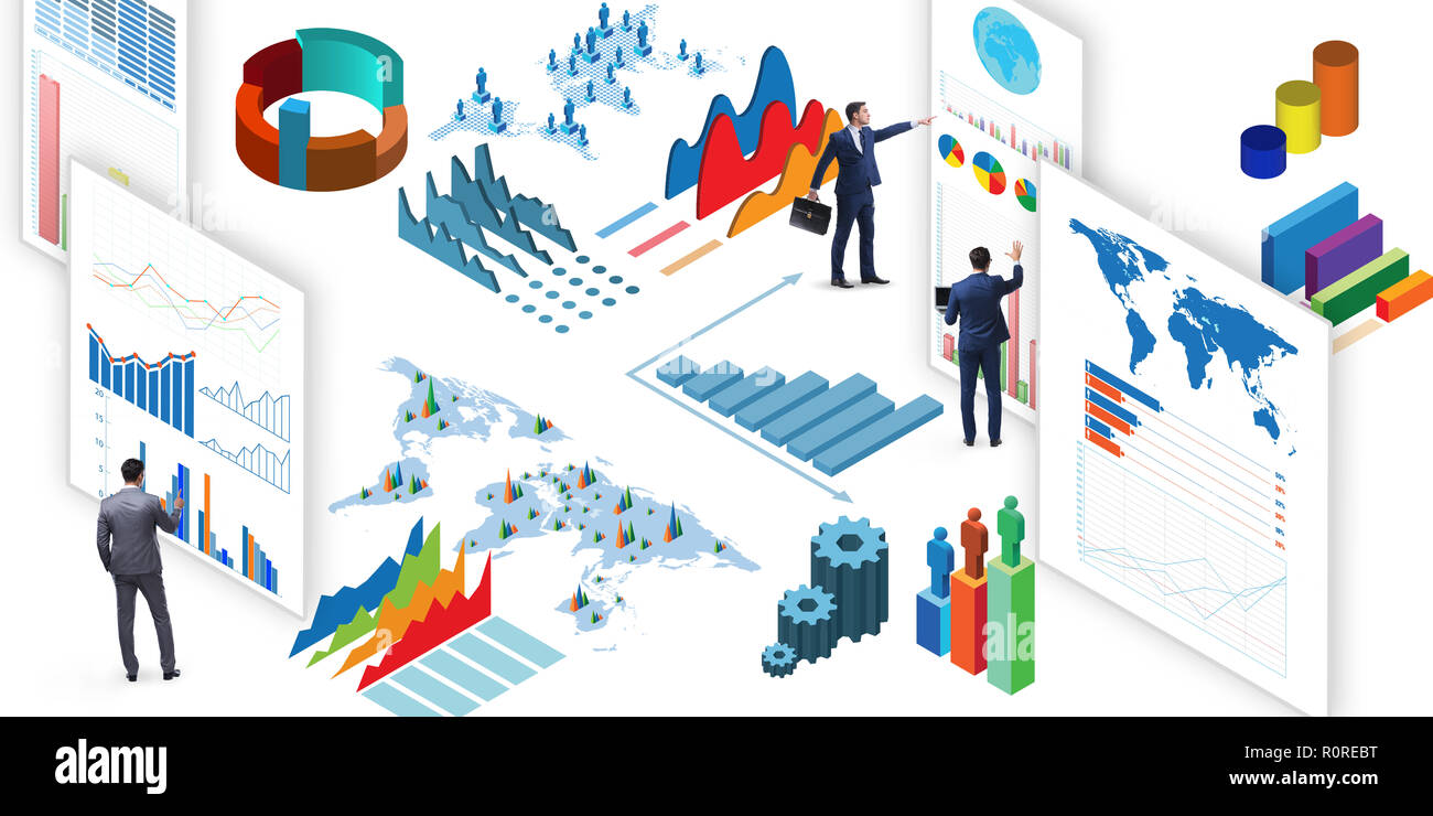 Businessman in business visualization and infographics concept Stock ...