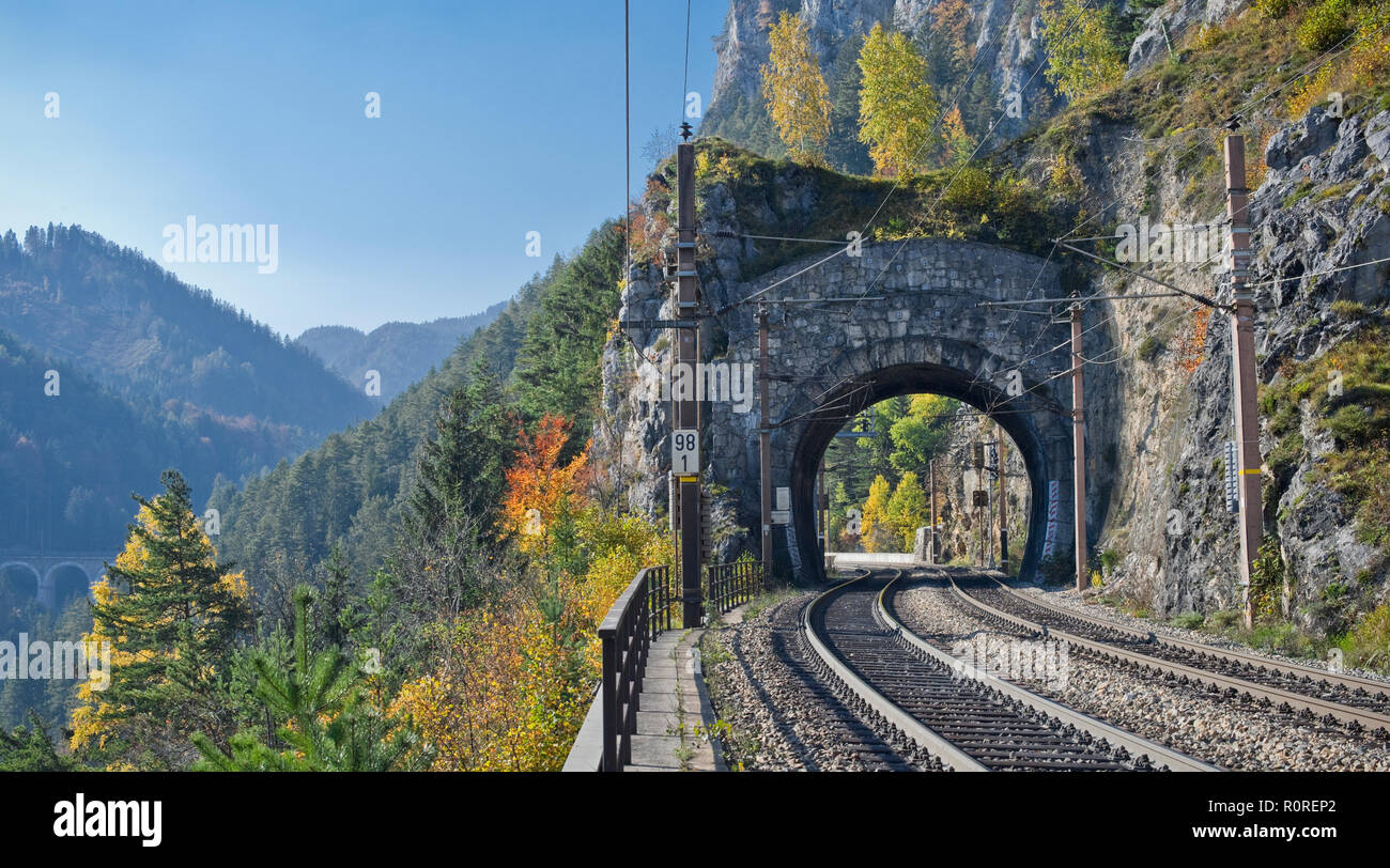 Krauseltunnel on the Semmering railway line, Breitenstein, Rax, Lower ...