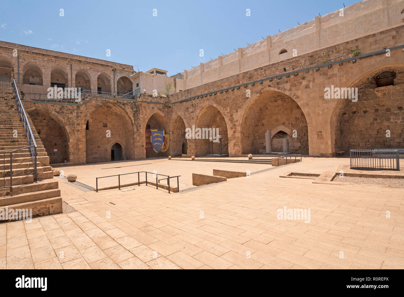 Main Courtyard of an old Fortress in Acre, Israel Stock Photo - Alamy