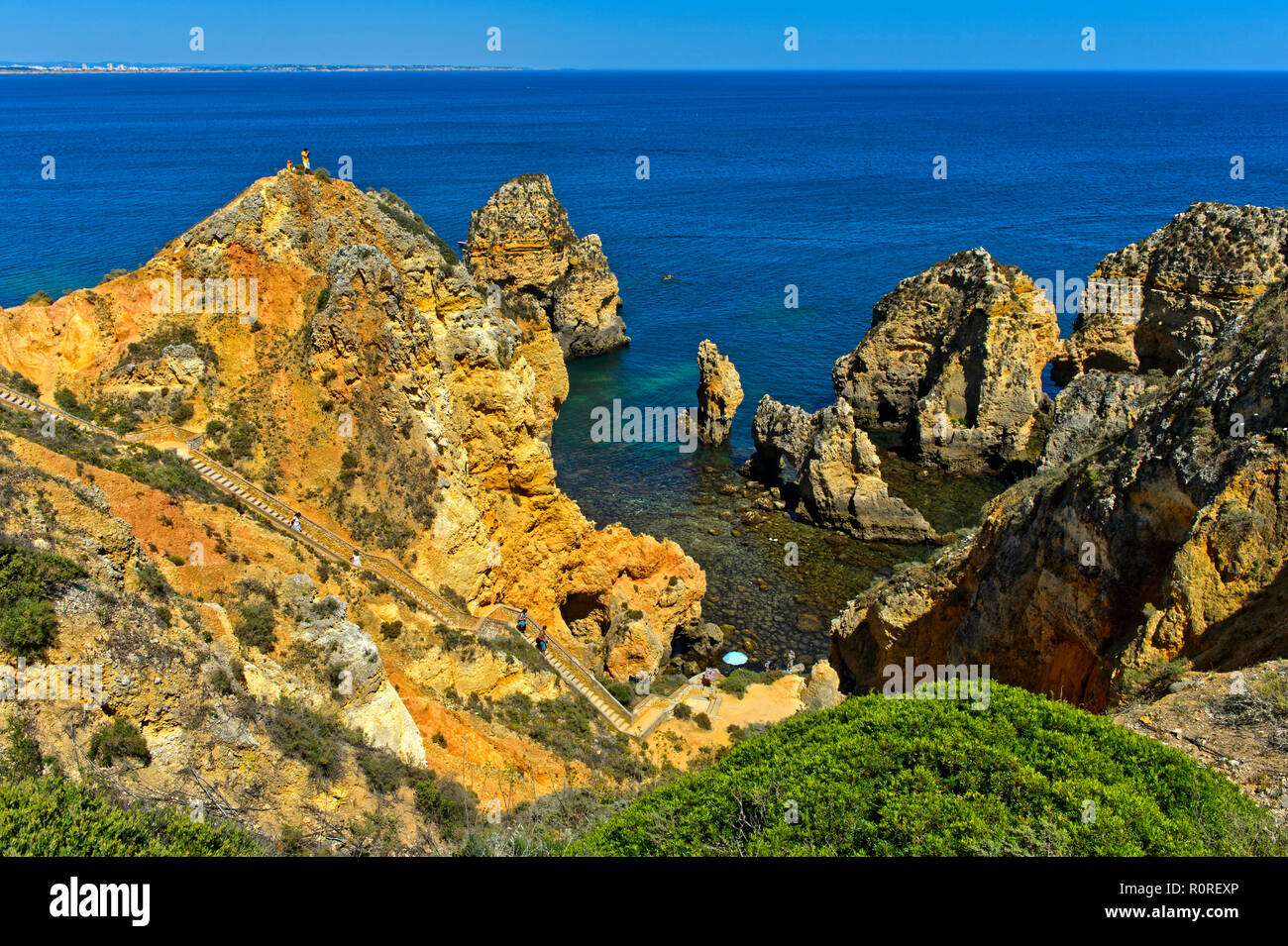 Stairs to Camilo Beach, Praia do Camilo, Lagos, Algarve, Portugal Stock ...