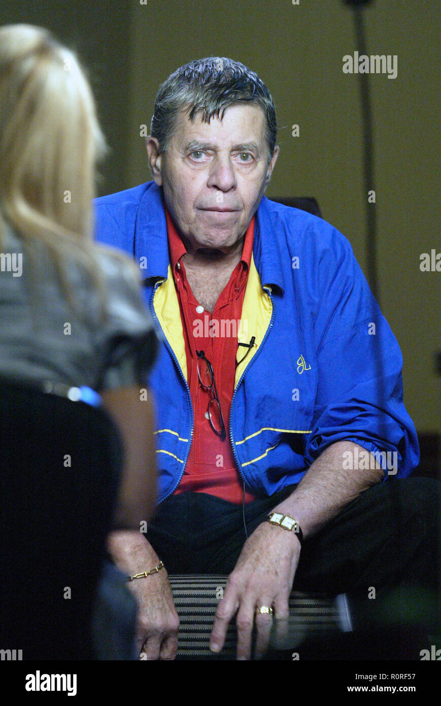 Jerry Lewis conducts a media conference at the Intercontinental Hotel ...