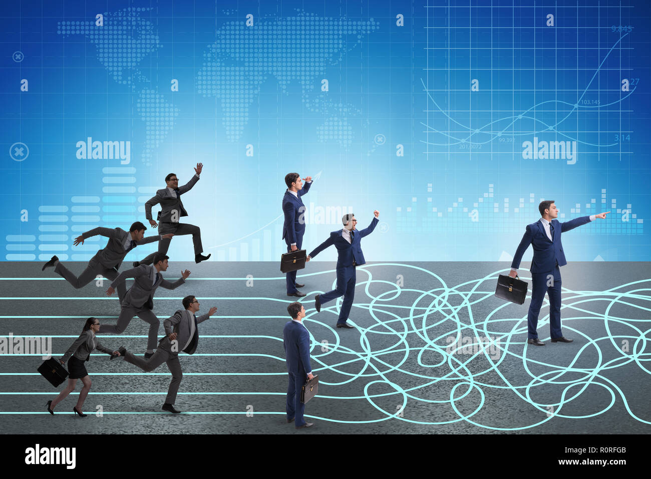 Business people in uncertainty concept Stock Photo - Alamy