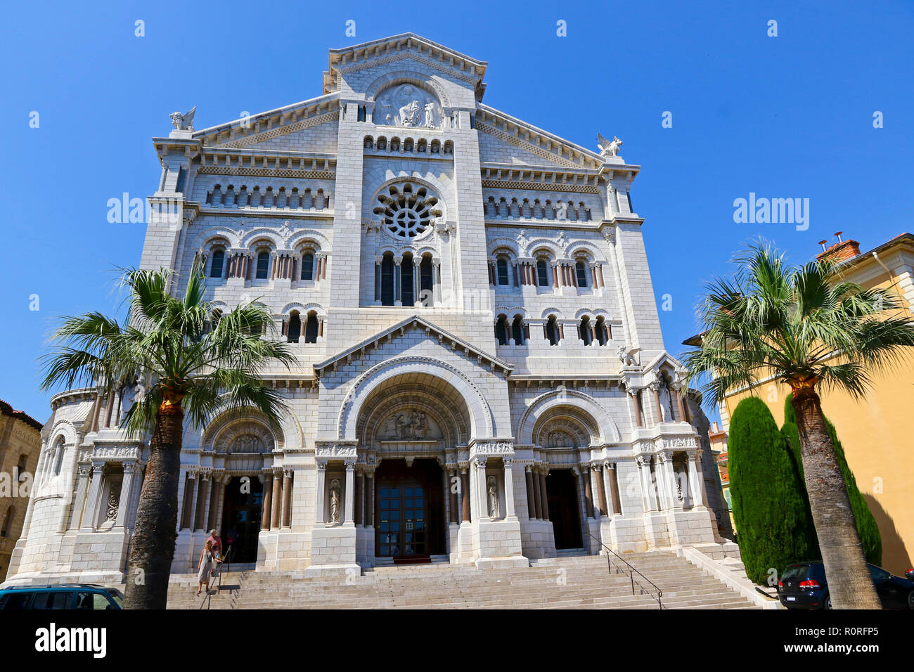 Exterior of the Monaco Cathedral (Cathedrale de Monaco) in Monaco-Ville ...