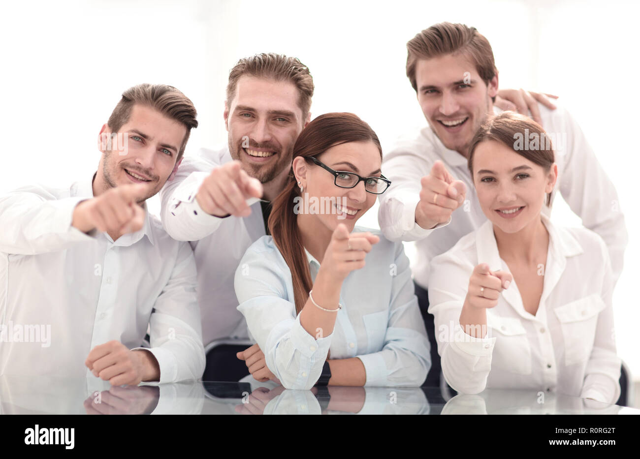 professional business team pointing at you Stock Photo - Alamy