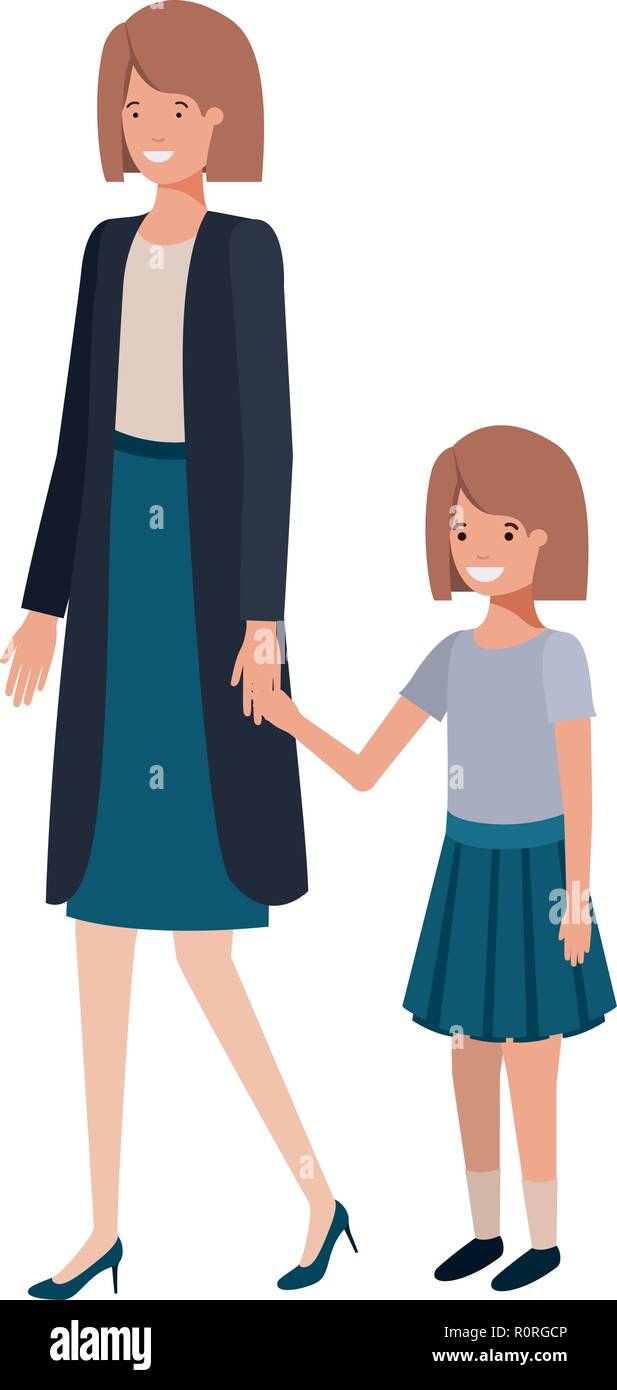 mother and daughter avatar character Stock Vector Image & Art - Alamy