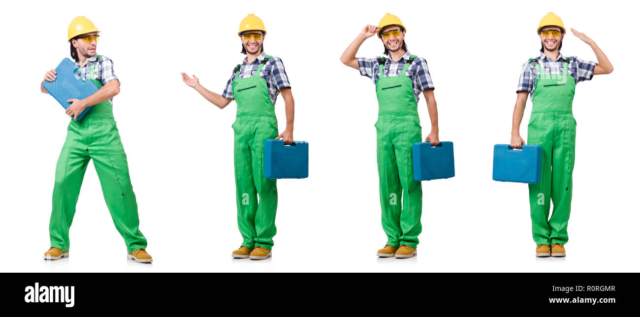 Industrial worker isolated on the white background Stock Photo - Alamy