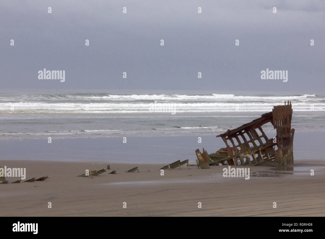 Ship Wreck on Beach Stock Photo - Alamy
