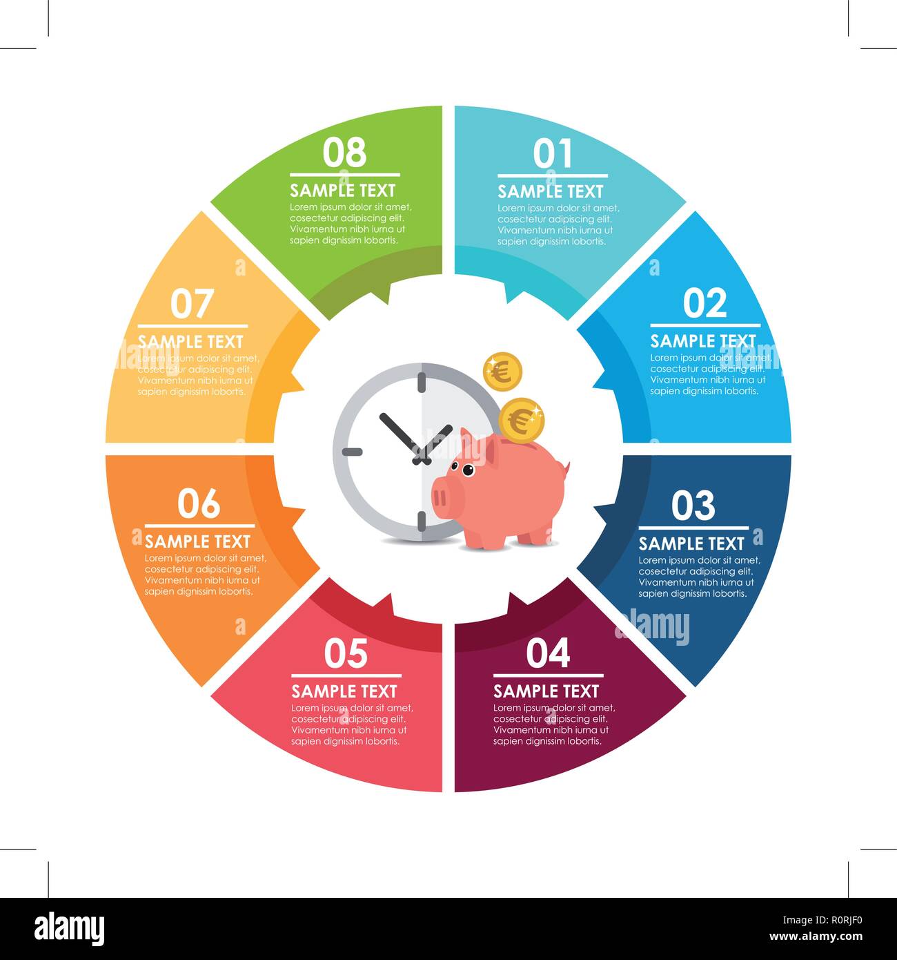 Time is money circle infographic. Vector illustration Stock Vector ...