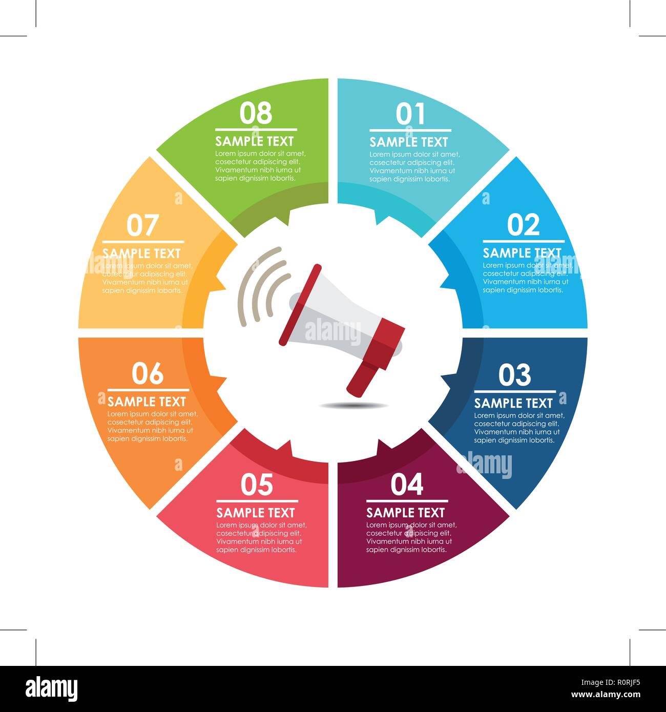 Megaphone circle infographic. Concept broadcasting. Vector illustration ...