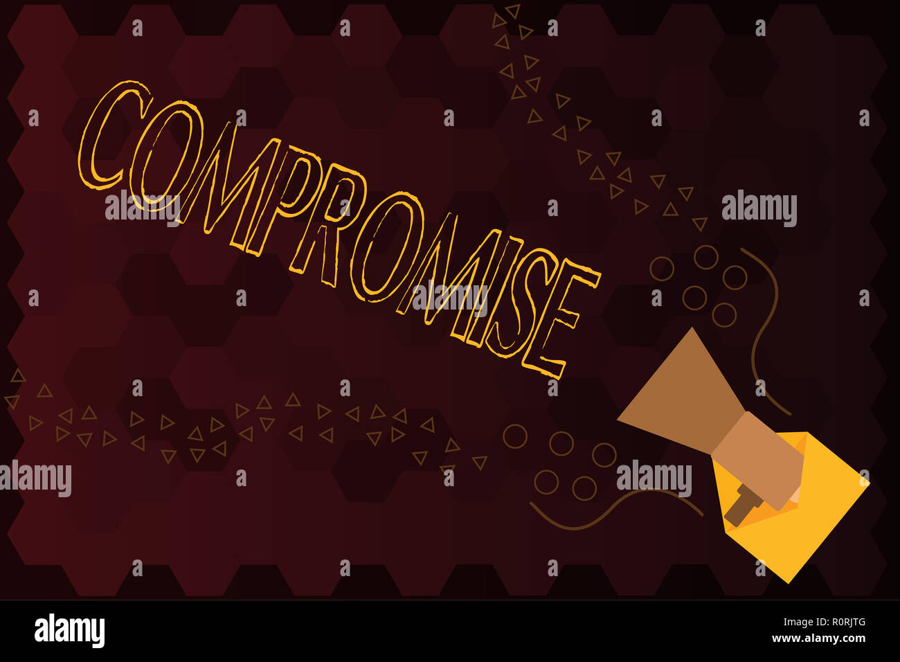 Handwriting text Compromise. Concept meaning Come to agreement by ...