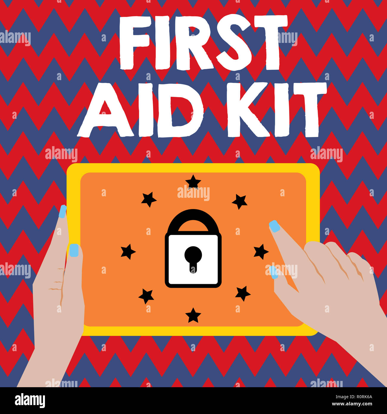 Writing note showing First Aid Kit. Business photo showcasing Set of ...