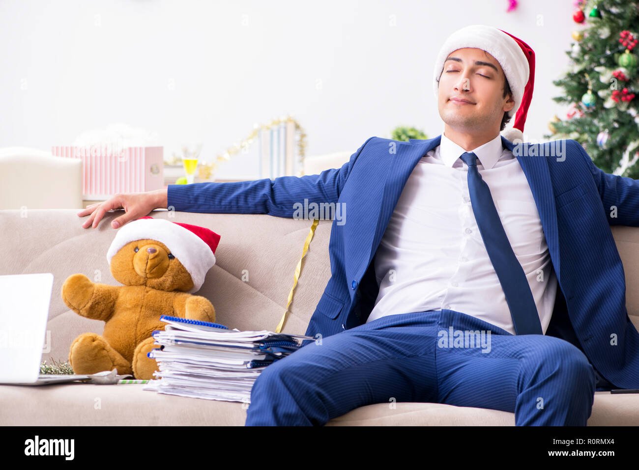 Busy employee working from home Stock Photo - Alamy
