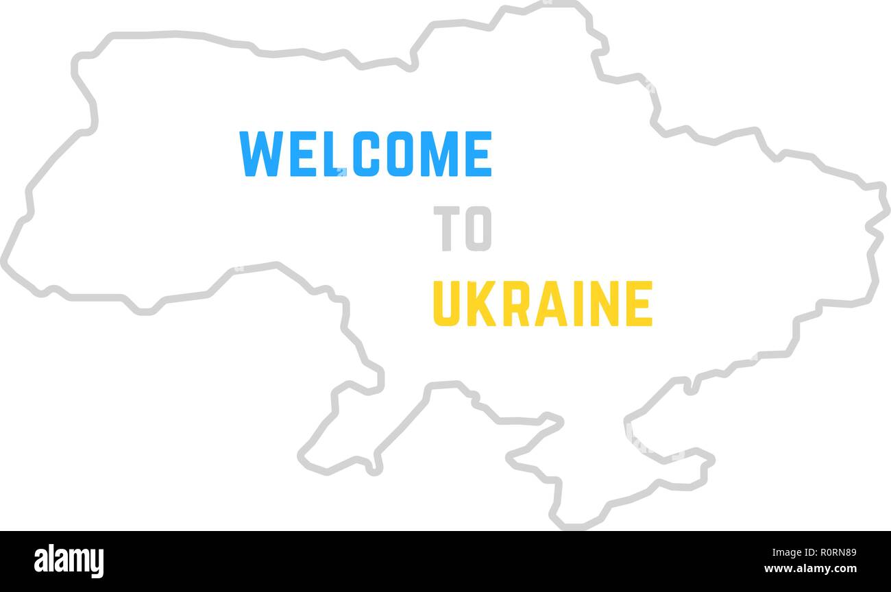 thin line welcome to ukraine map Stock Vector Image & Art - Alamy