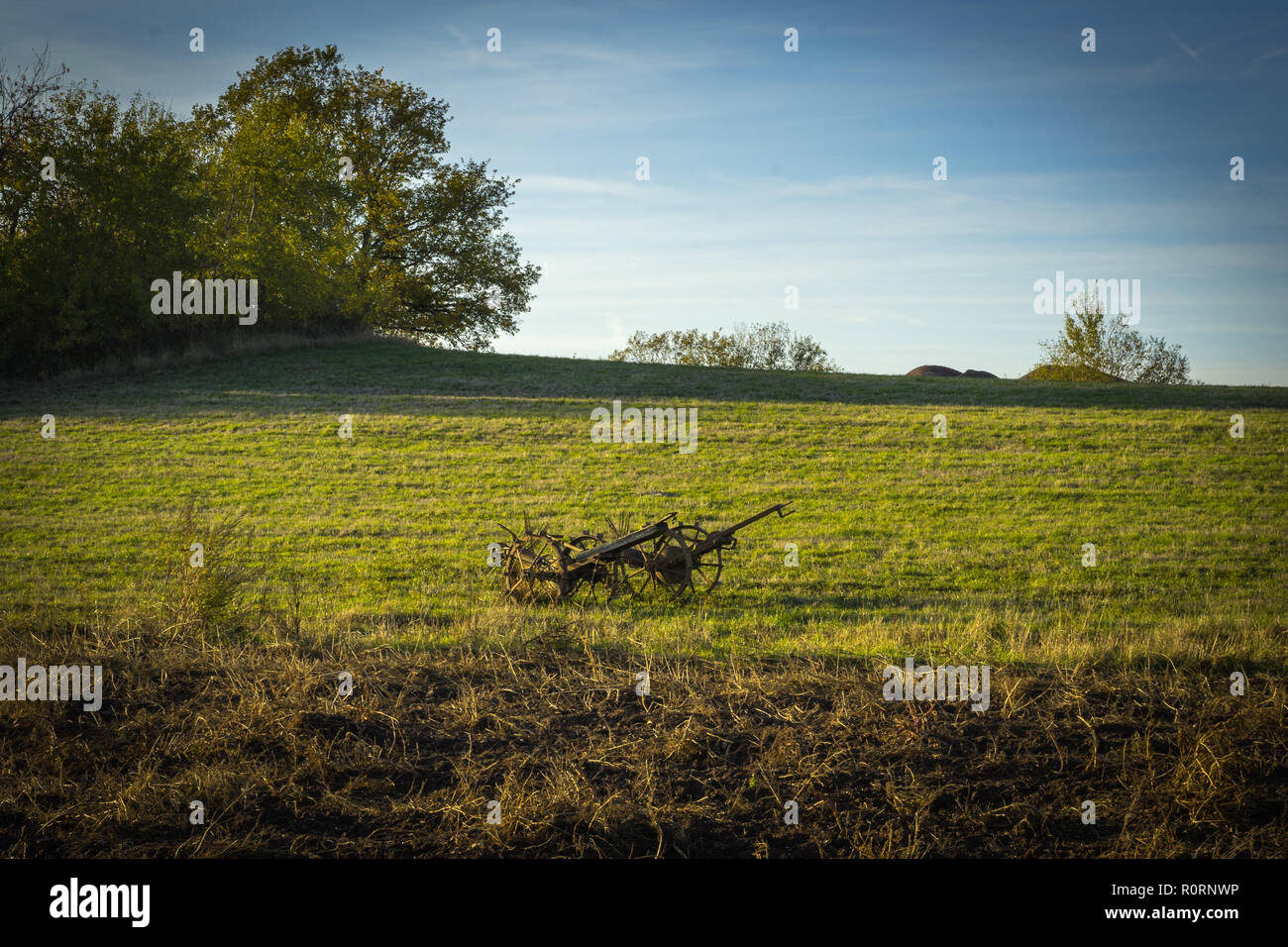landscape farmers things on a field Stock Photo - Alamy