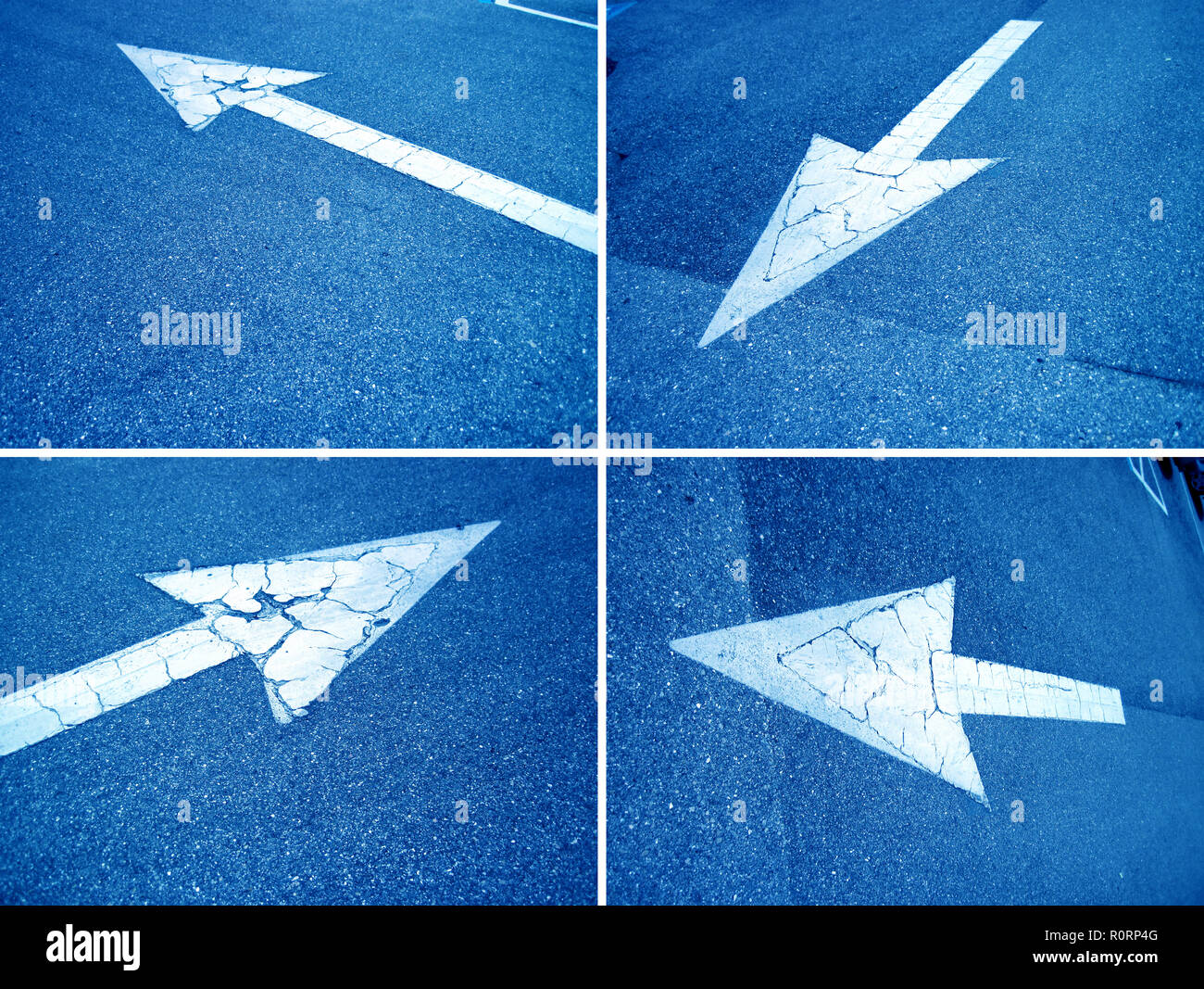 variety of directional arrow signs on asphalt road Stock Photo - Alamy