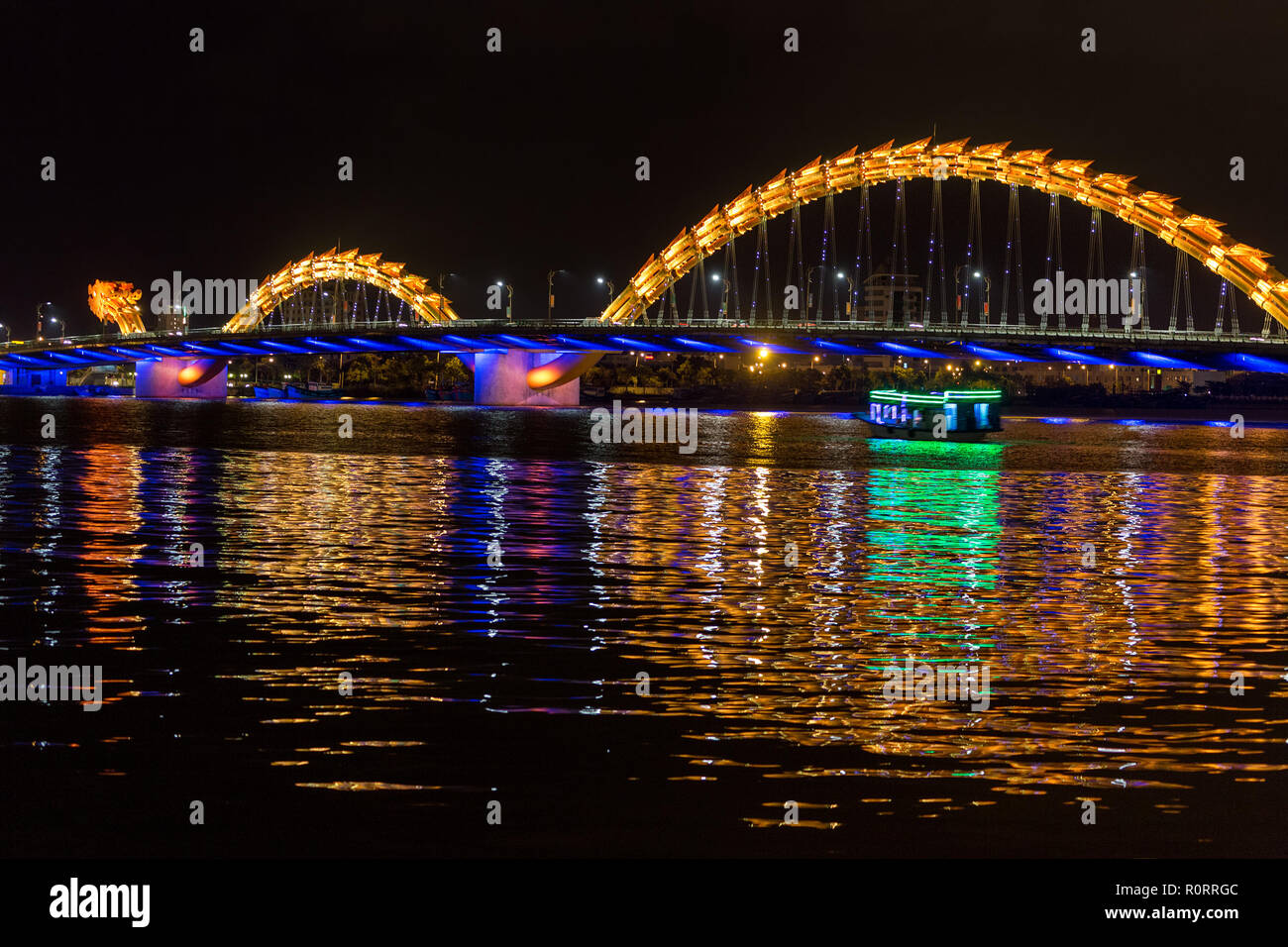 Dragon bridge crossing the river in Da Nang city, Vietnam Stock Photo ...
