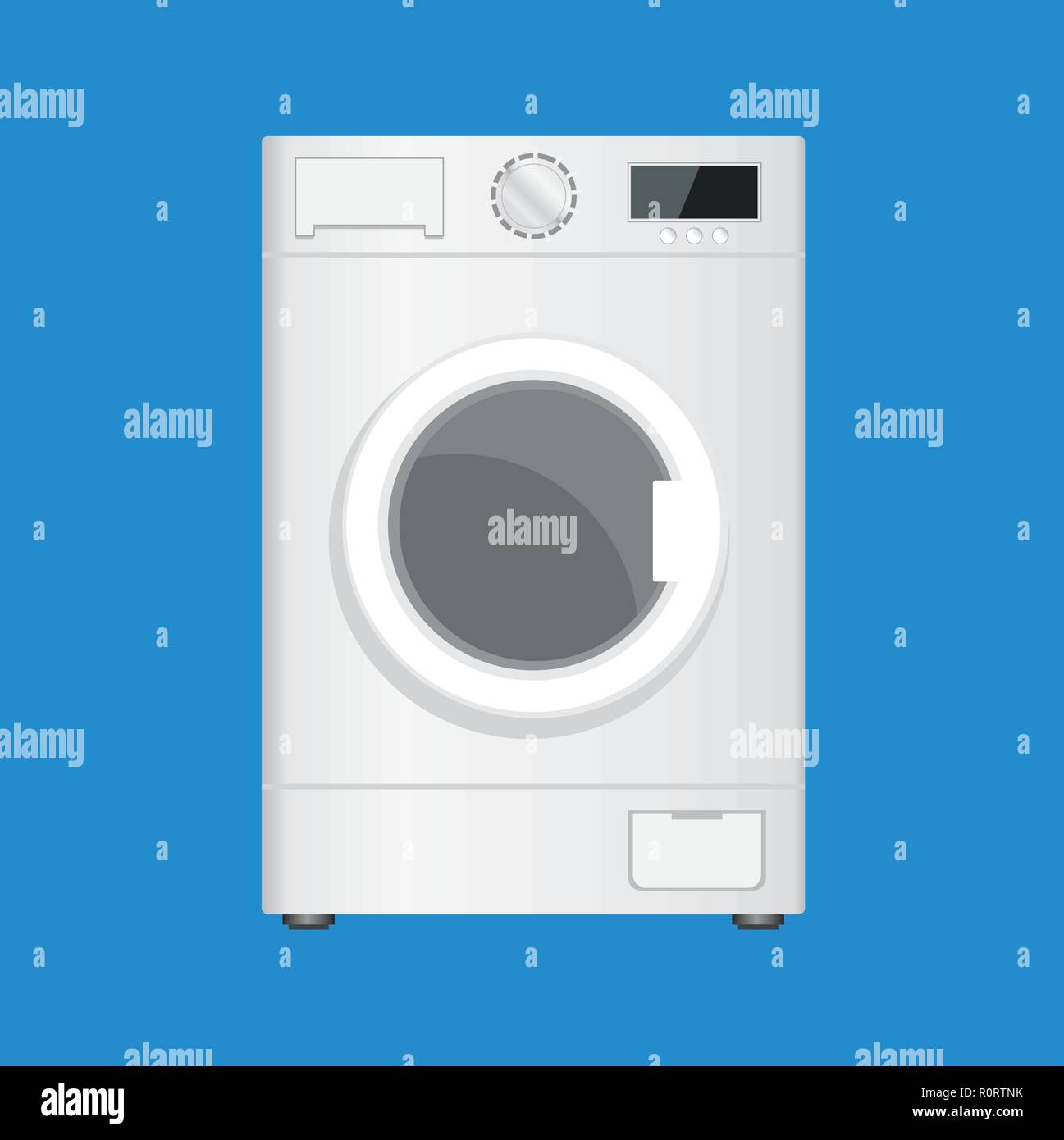 Washing machine isolated on blue background. Front view. Modern ...