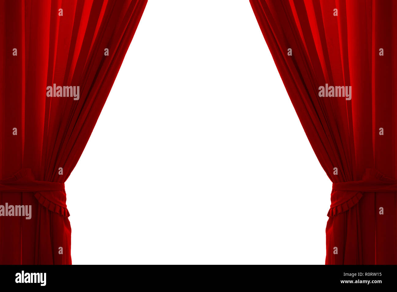 Isolated red curtain on white background Stock Photo - Alamy