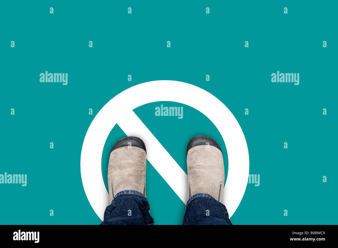 Brown suede shoes standing on restricted area. Standing on the wrong ...