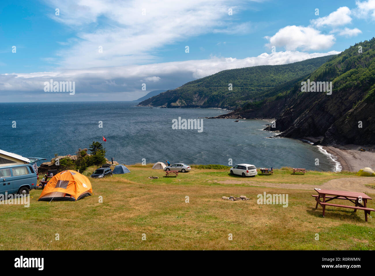 View of the Meat Cove Campground, Meat Cove, Nova Scotia, Canada Stock ...
