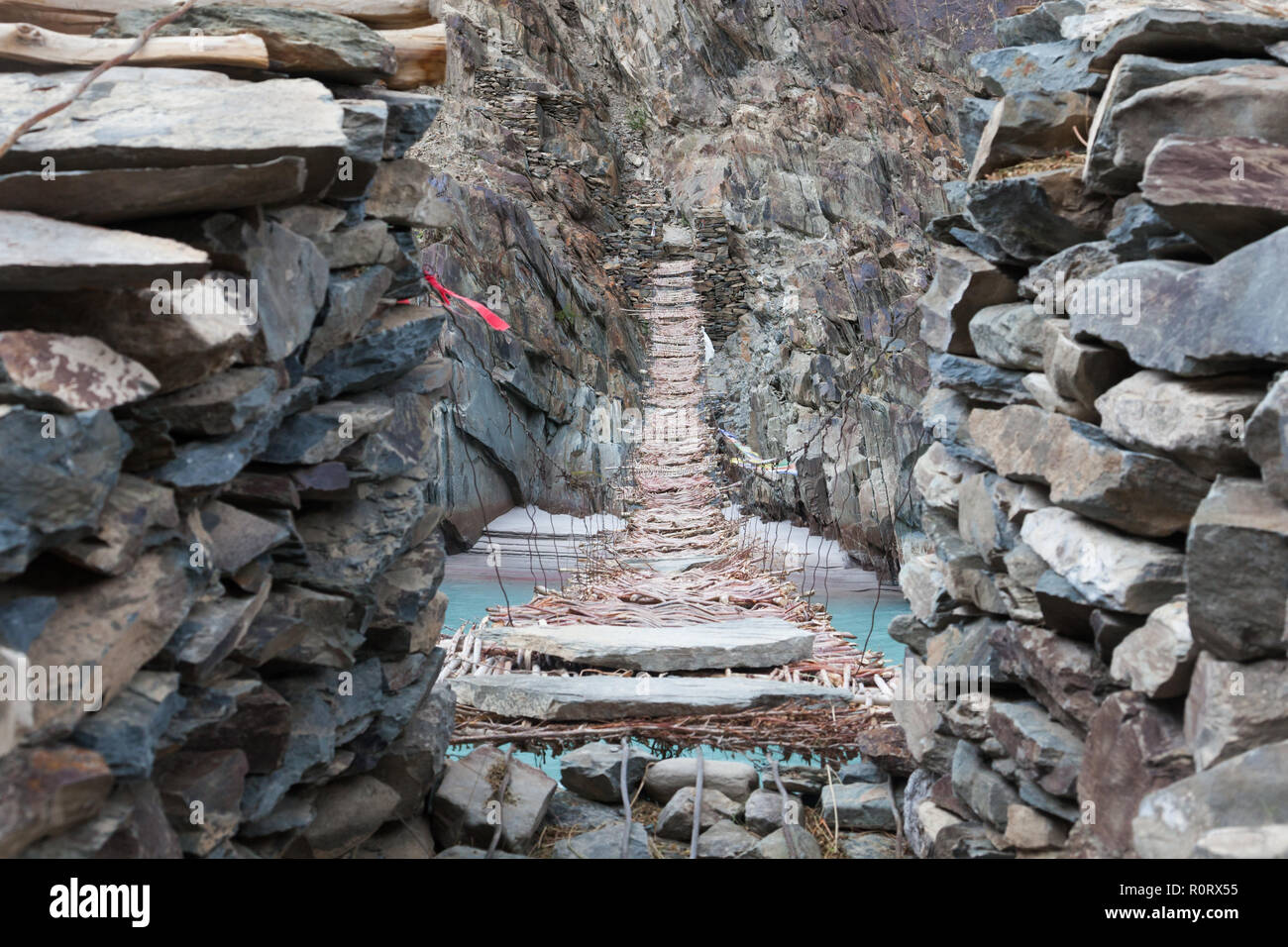 Bridge over Lungnak River (also known as Tsarap River) near Cha ...