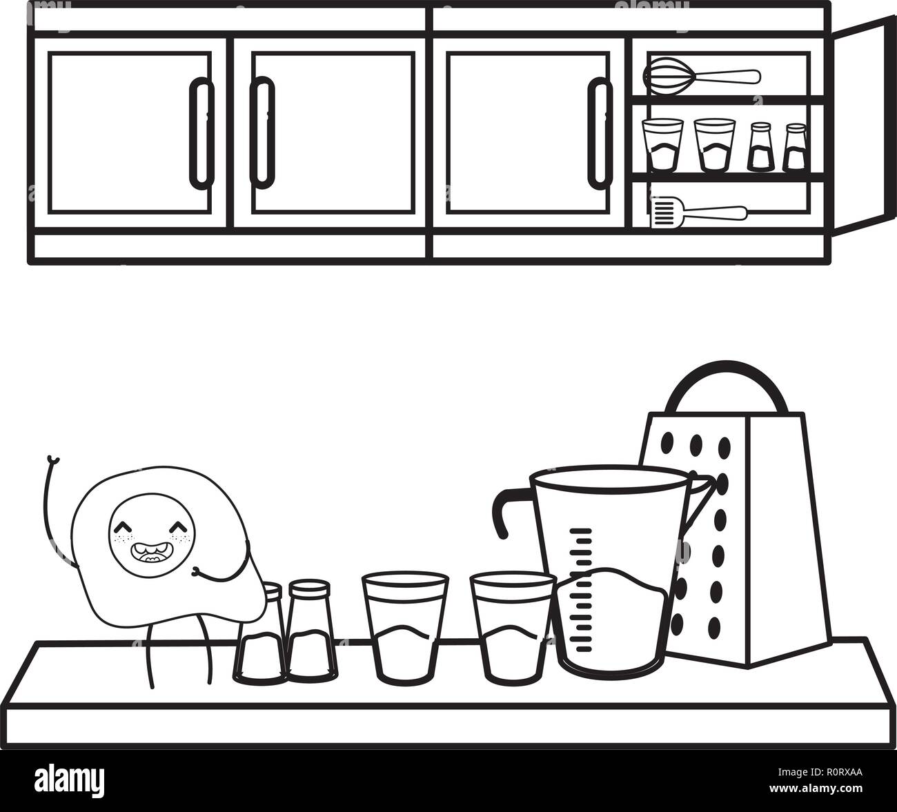 Cartoon Black And White Kitchen Cartoon Kitchen Black White Stock