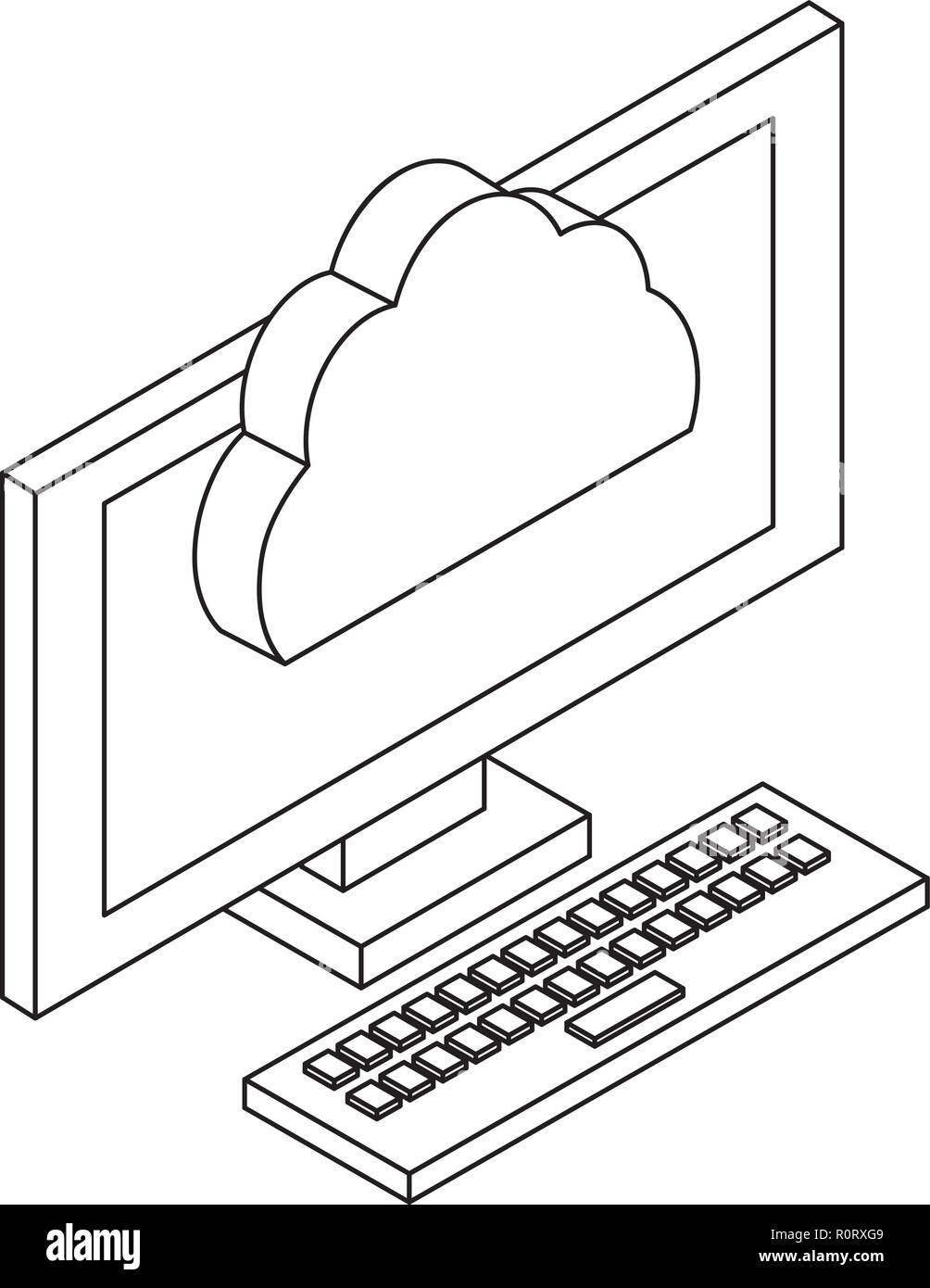 Cloud computing technology in black and white Stock Vector Image & Art ...