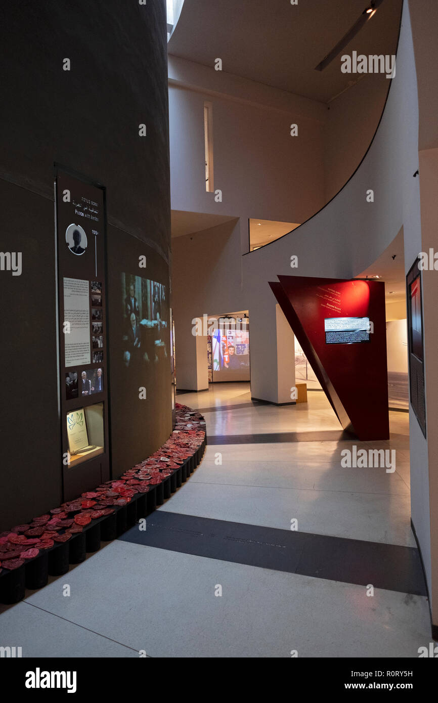 The interior of the Yitzhak Rabin Center, a museum and library in Tel ...