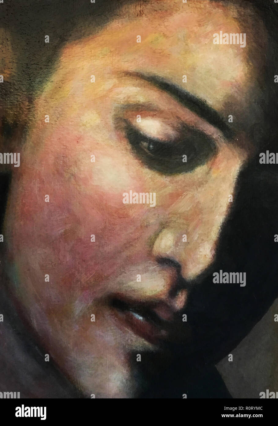 Here is an oil painting of a human face Stock Photo - Alamy