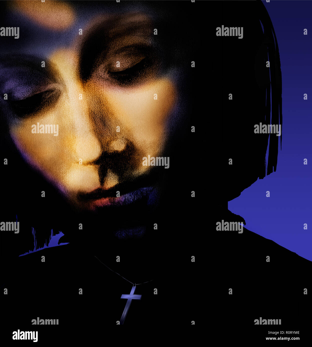 Here is an oil painting of a human face Stock Photo - Alamy