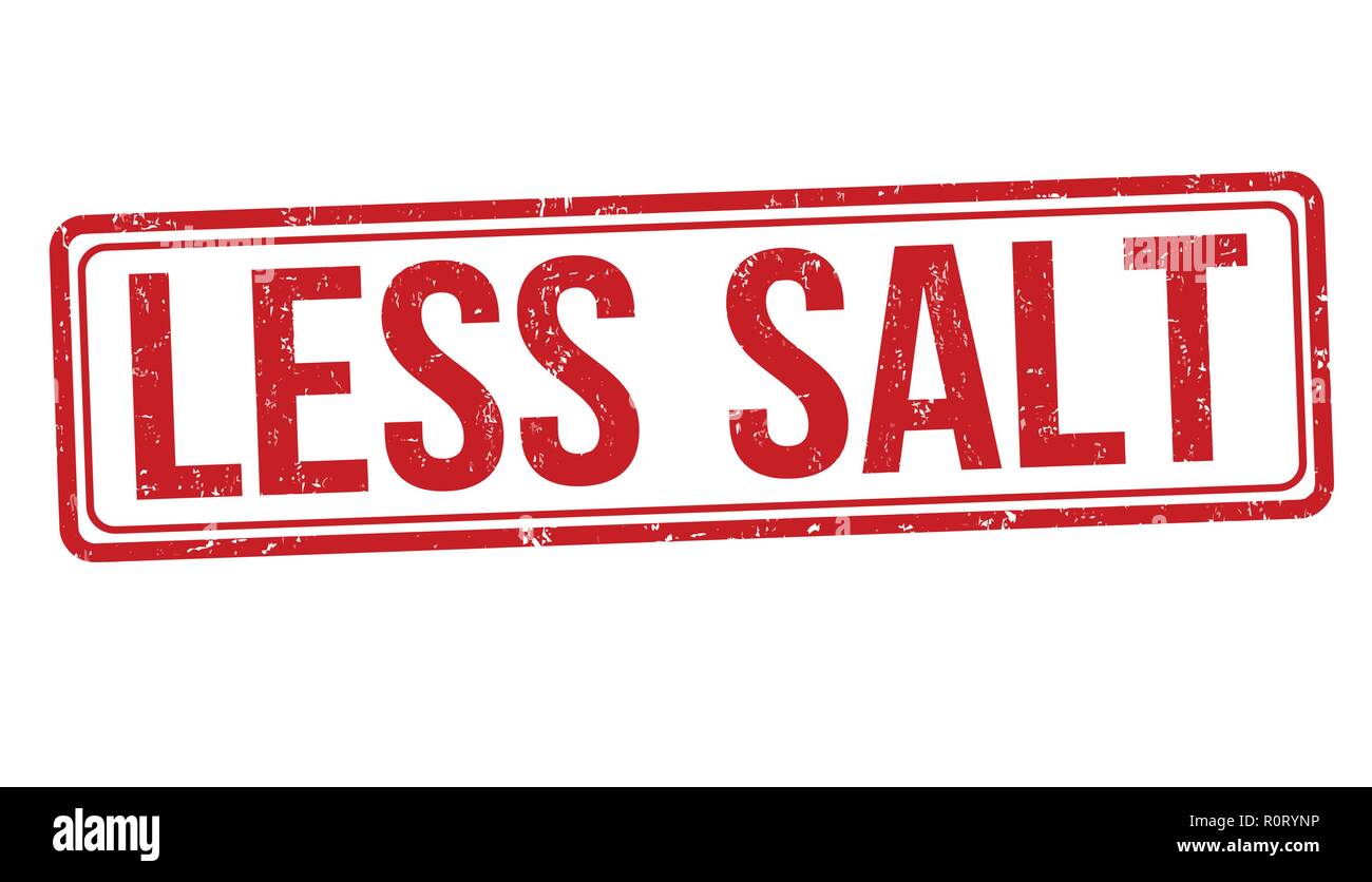 Less salt sign or stamp on white background, vector illustration Stock ...