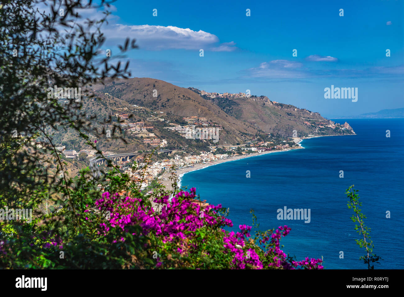 Beach view from Taormina. Taormina has been main tourist destination in ...