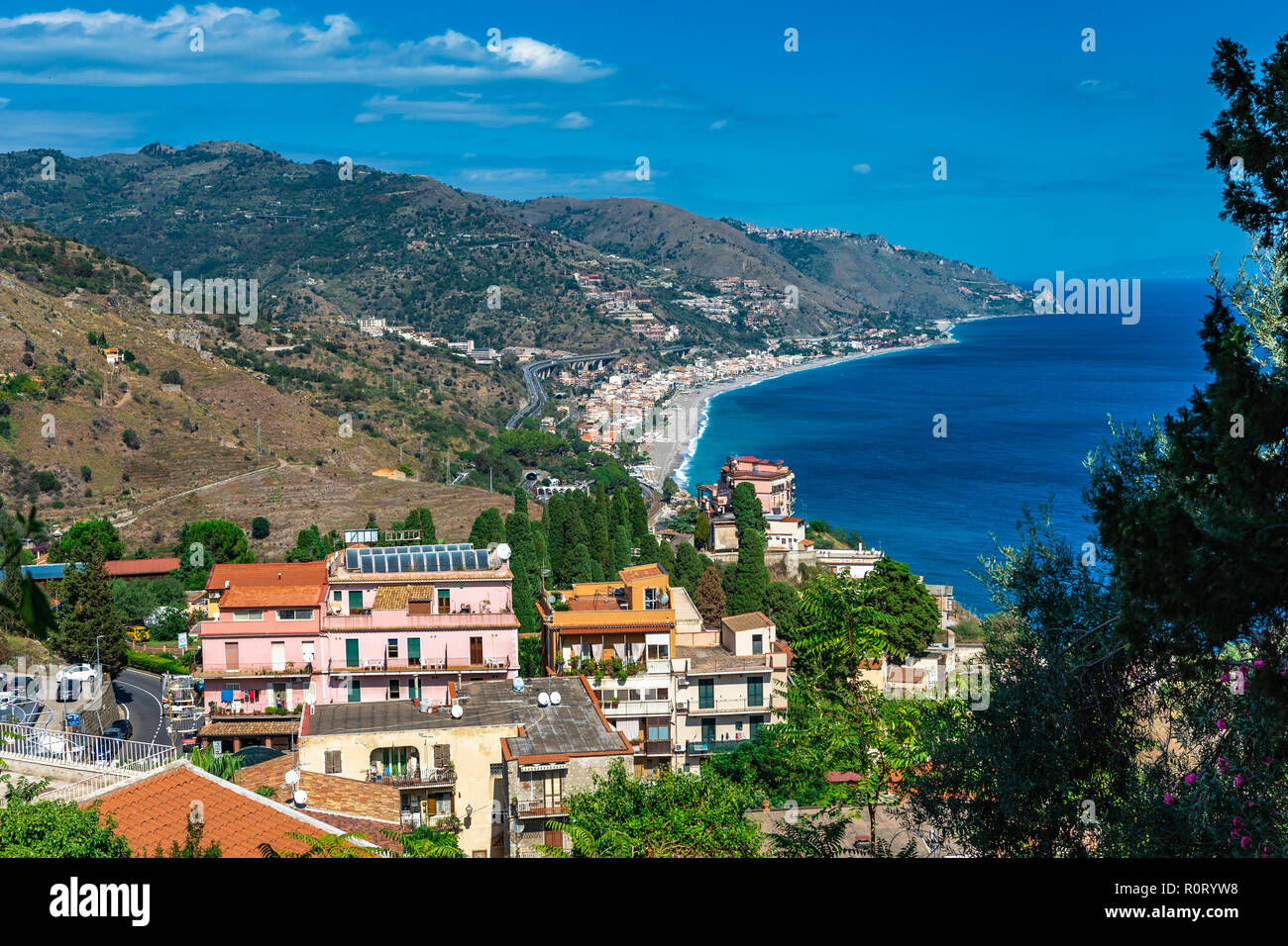 Beach view from Taormina. Taormina has been main tourist destination in ...
