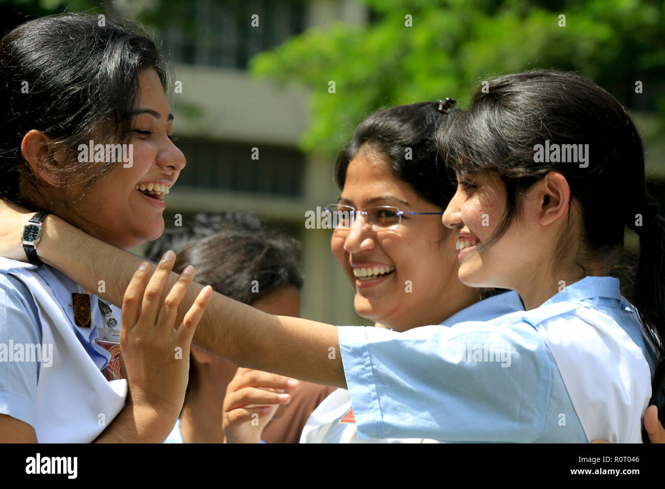 Students of Viqarunnisa Noon School and College express their joy after ...
