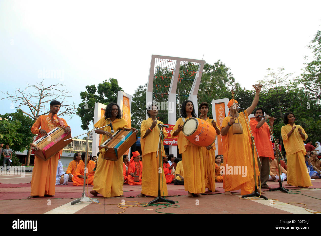 A group of Baul (mystic) singers perform at Central Shaheed Minar ...